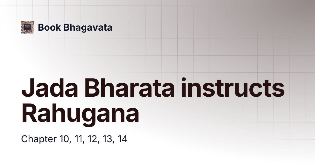 Jada Bharata instructs Rahugana | Book Bhagavata